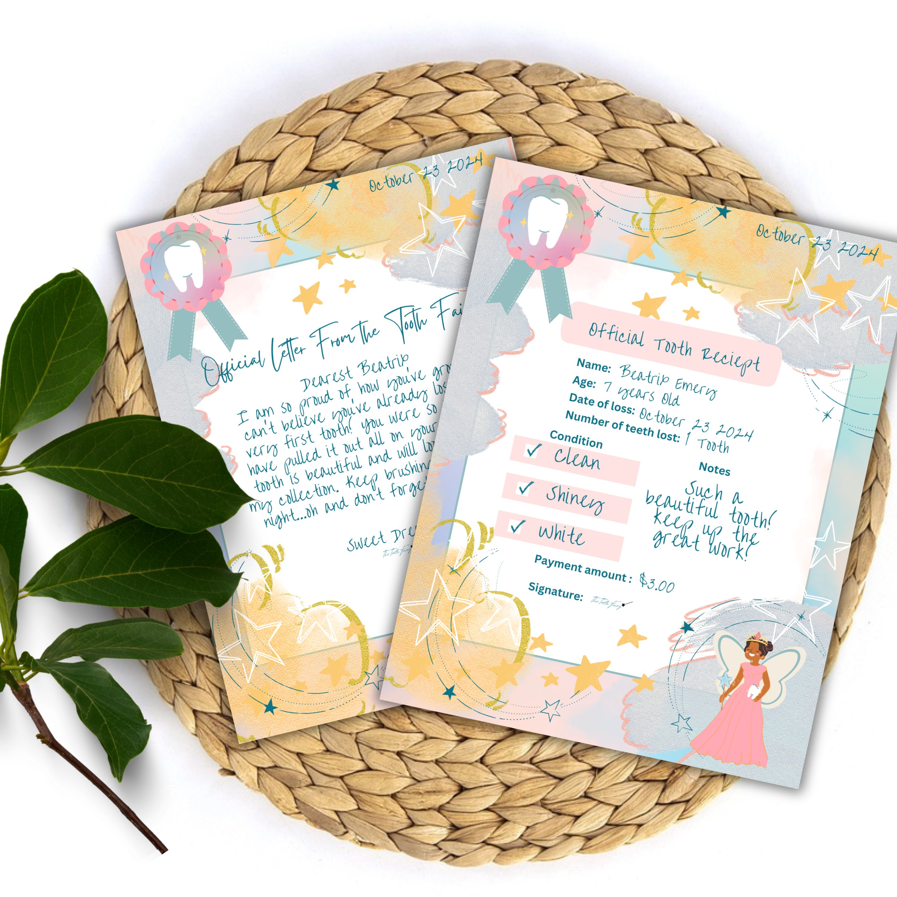 Kids Editable Royal Tooth Fairy Letter, Black Tooth Fairy Certificate ...