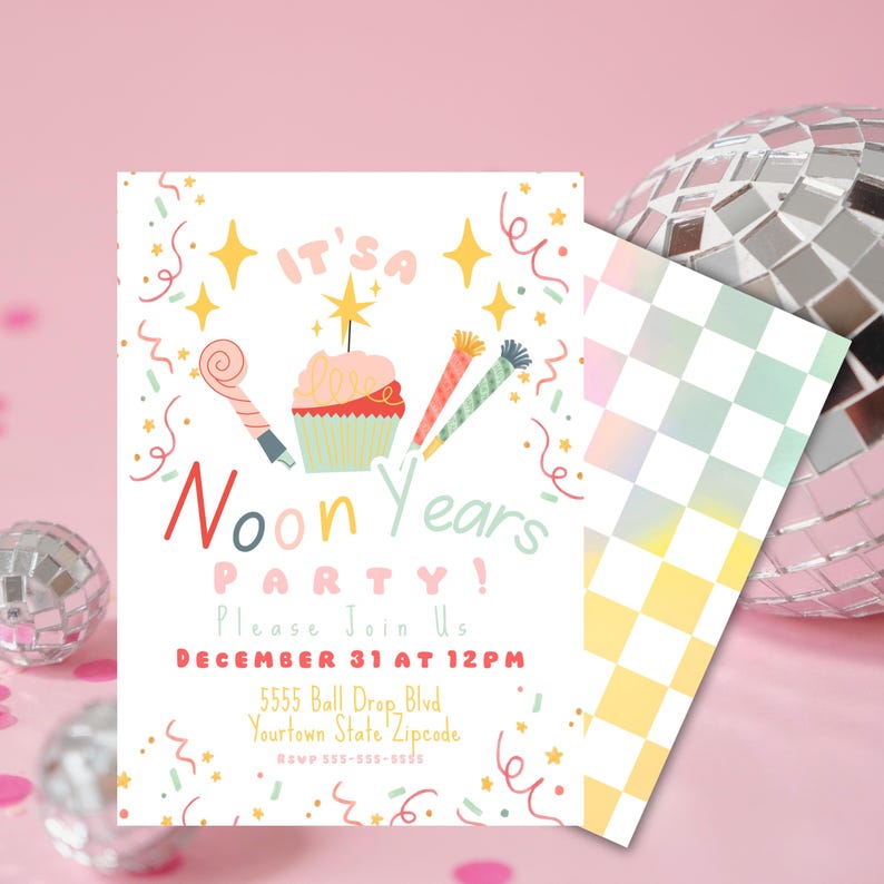 Editable Noon Years Kids Invite Party New Year’s Eve Digital Invitation ...