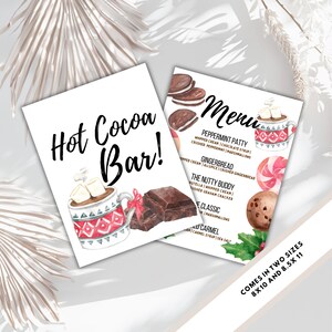 Hot Cocoa Bar Toppings Menu Chocolate Sign Christmas Party Cocoa Bar ...