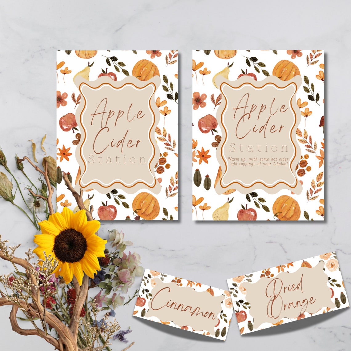 Editable Hot Apple Cider Bar Apple Cider Station Sign Menu Labels Baby ...