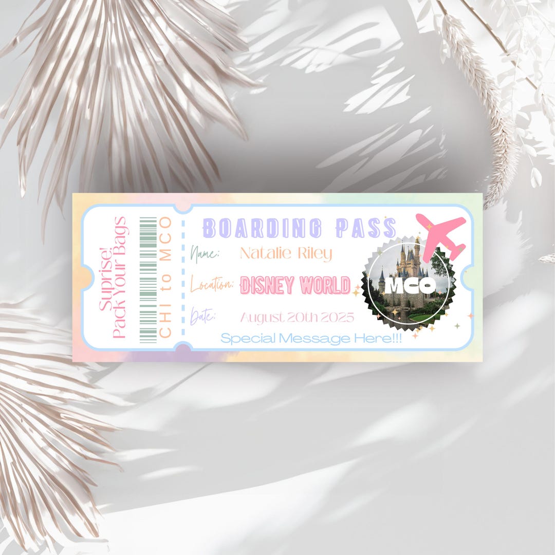 Editable Disney Trip Boarding Pass Template Suprise Boarding Pass ...