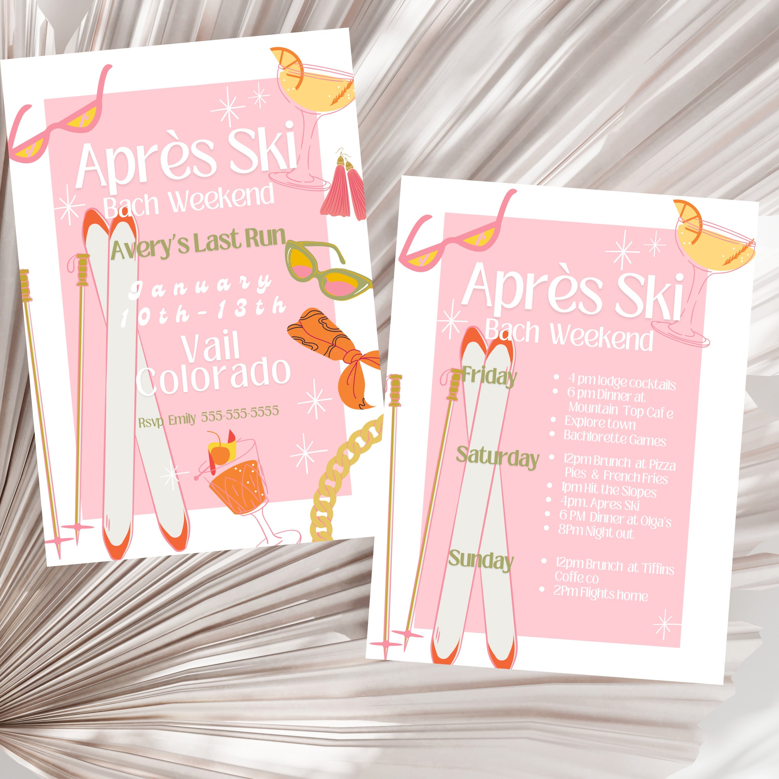 Editable- Apres Ski Bachelorette Aspen Vail Invitation Set, Ski Lodge ...