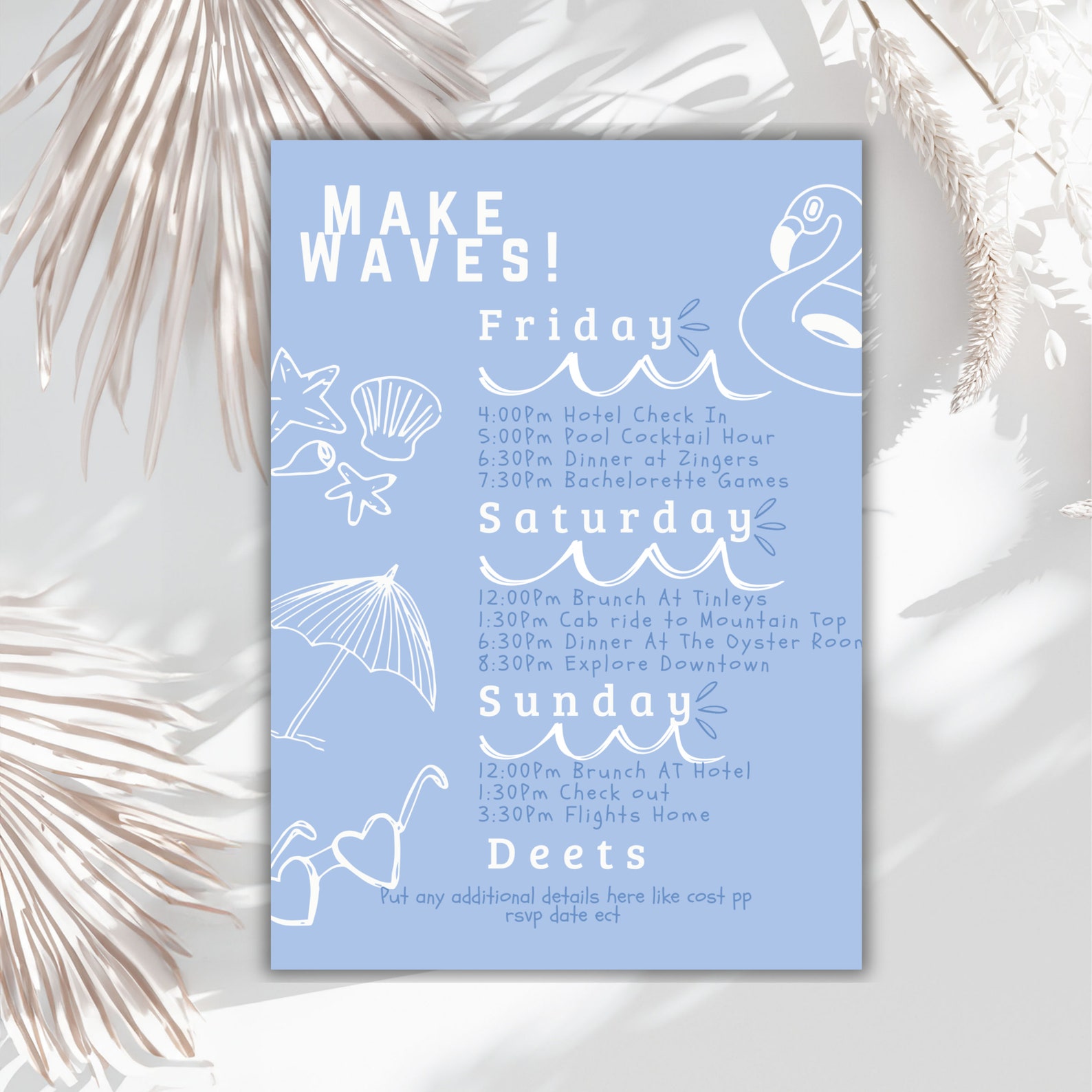 Editable- Last Toast on the Coast Bachelorette Invitation Coastal ...