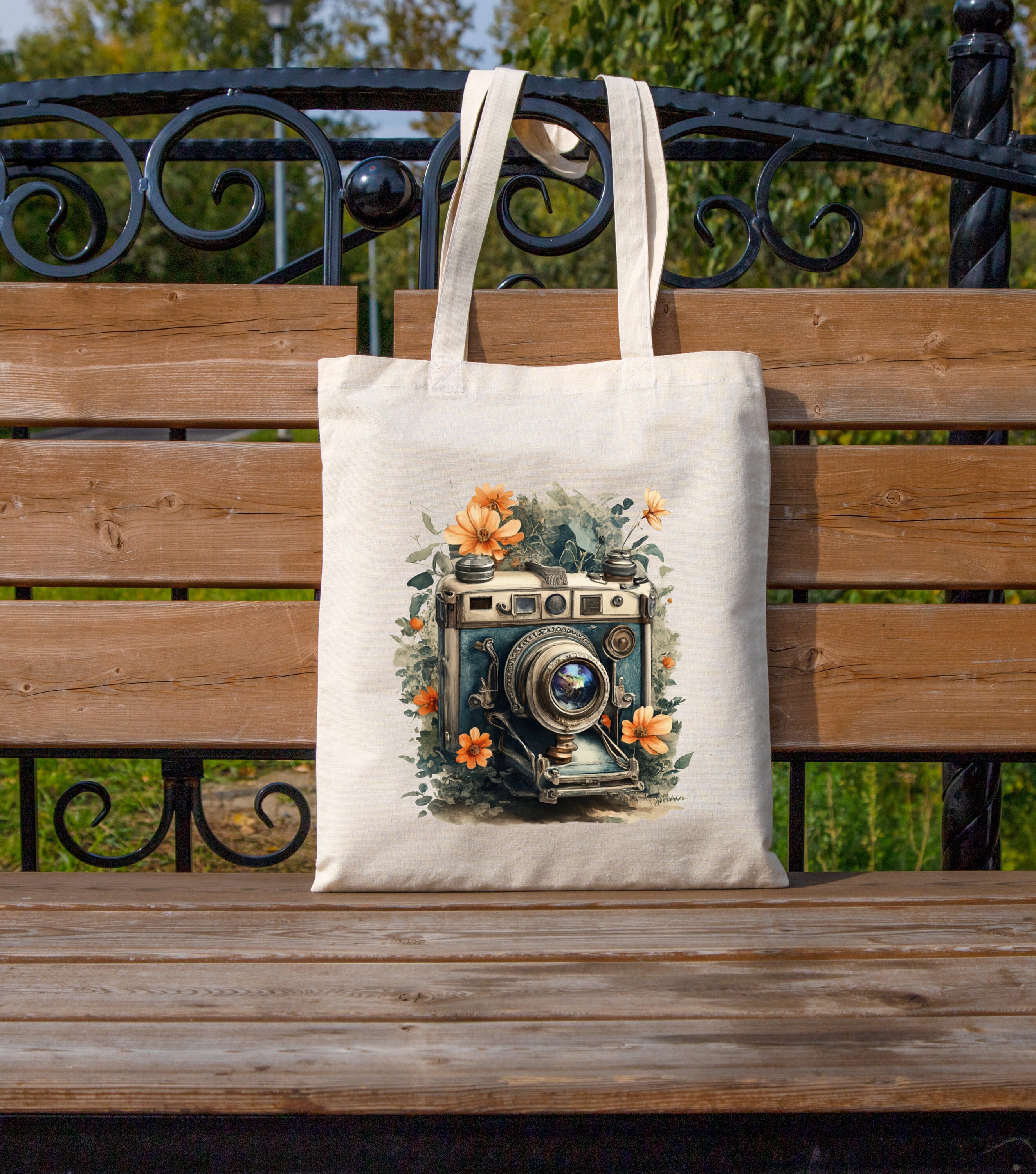 Camera Tote Bag, Floral Camera Tote Bag, Photographer Tote Bag, Canvas ...