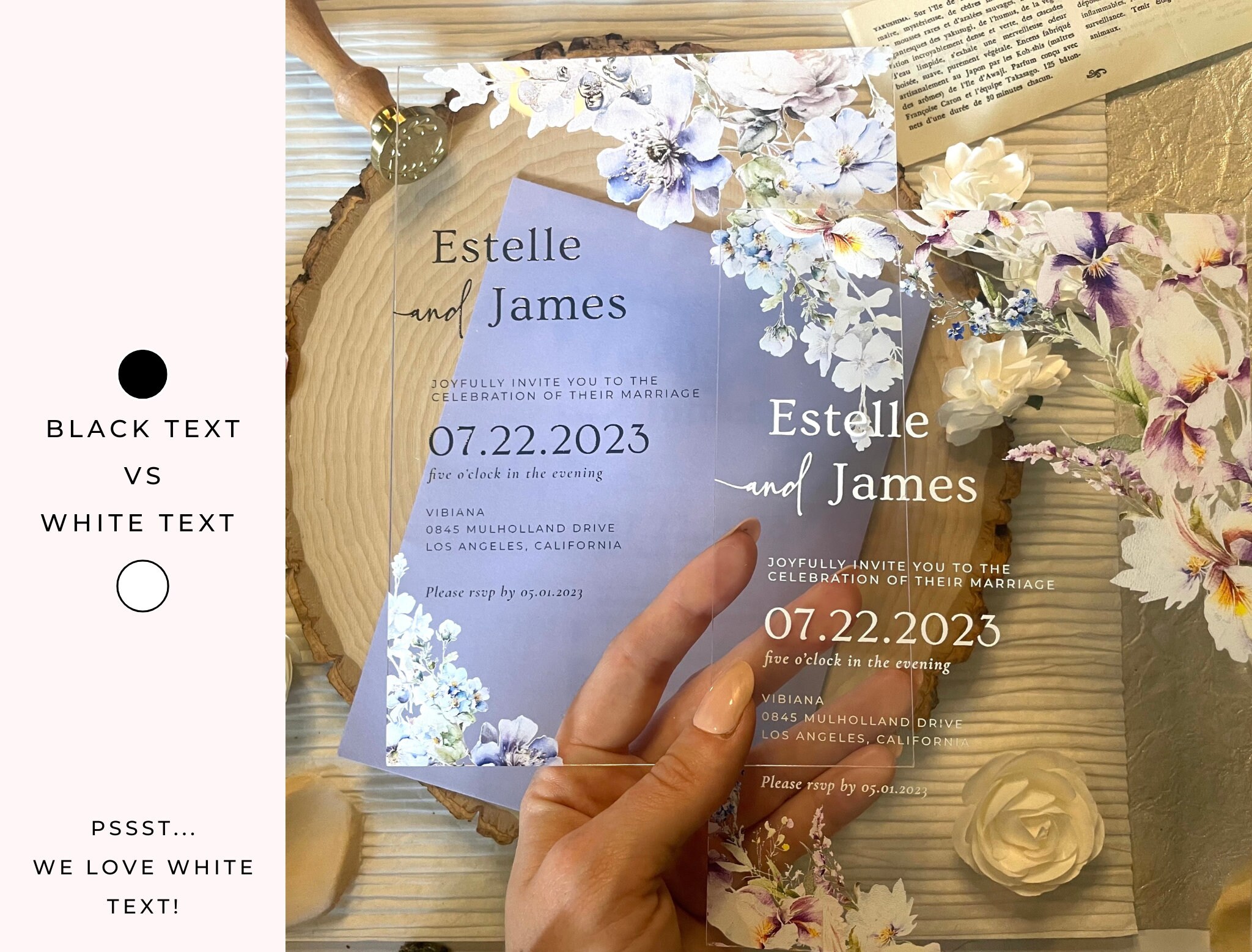 Clear Acrylic Quinceañera Invitations With Flowers and Gold - Etsy