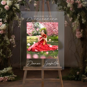 Custom Acrylic Quinceañera Welcome Sign 18x24" | Classic Gold Writing ...