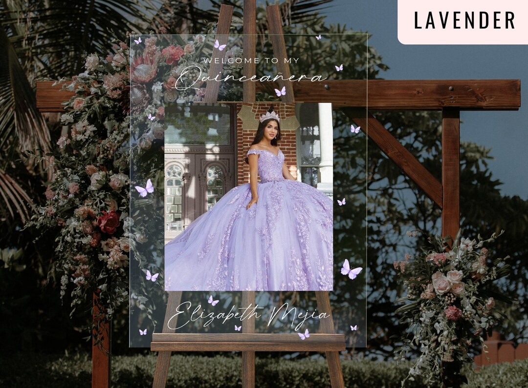 Custom Acrylic Quinceañera Welcome Sign 18x24 Lavender Butterflies to ...