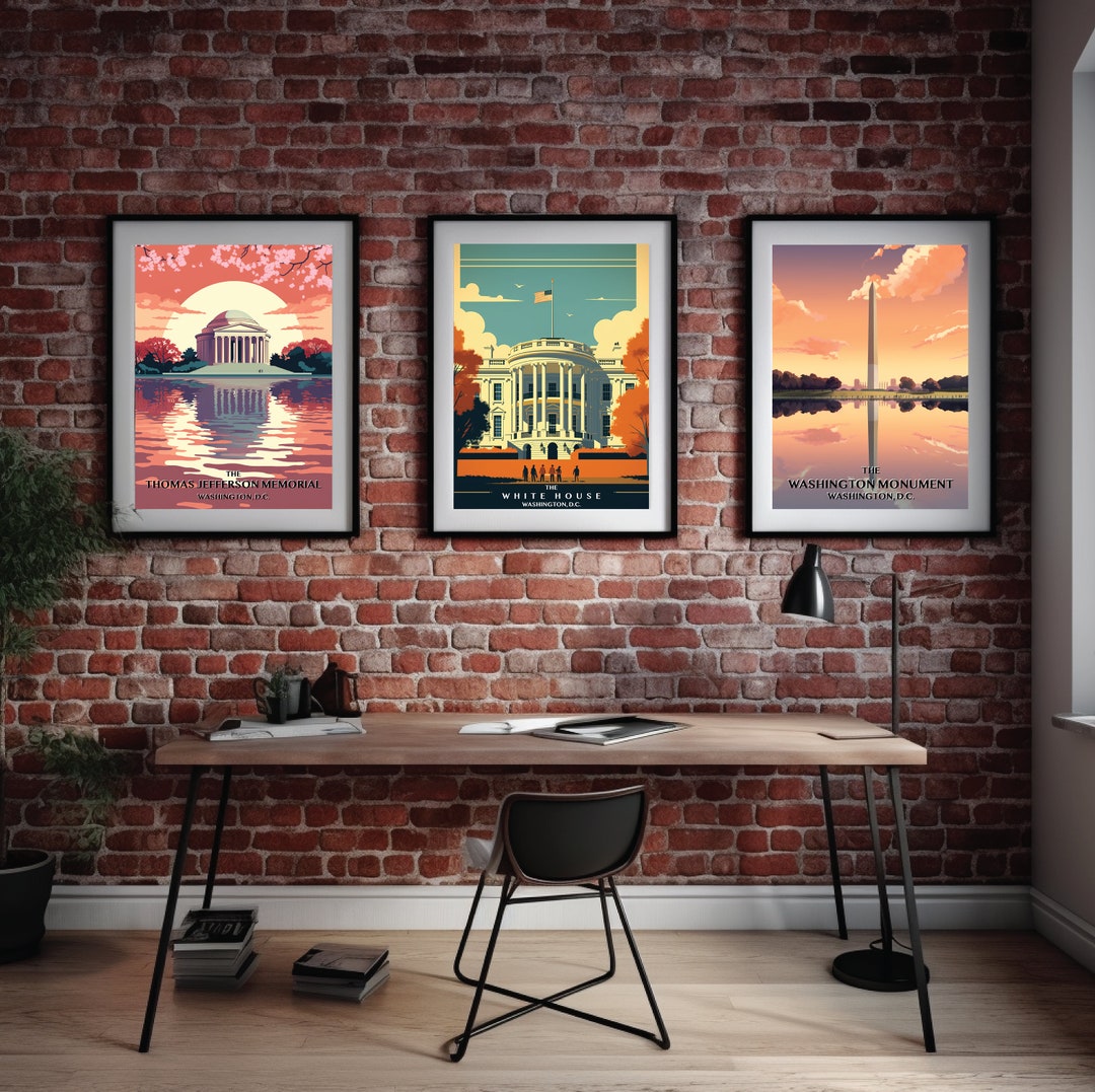 DC Landmarks Digital Poster Set: Jefferson Memorial, Washington ...