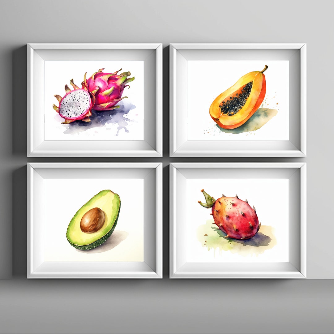 Mexican Fruit Watercolor Digital Posters Set of 4 - Etsy