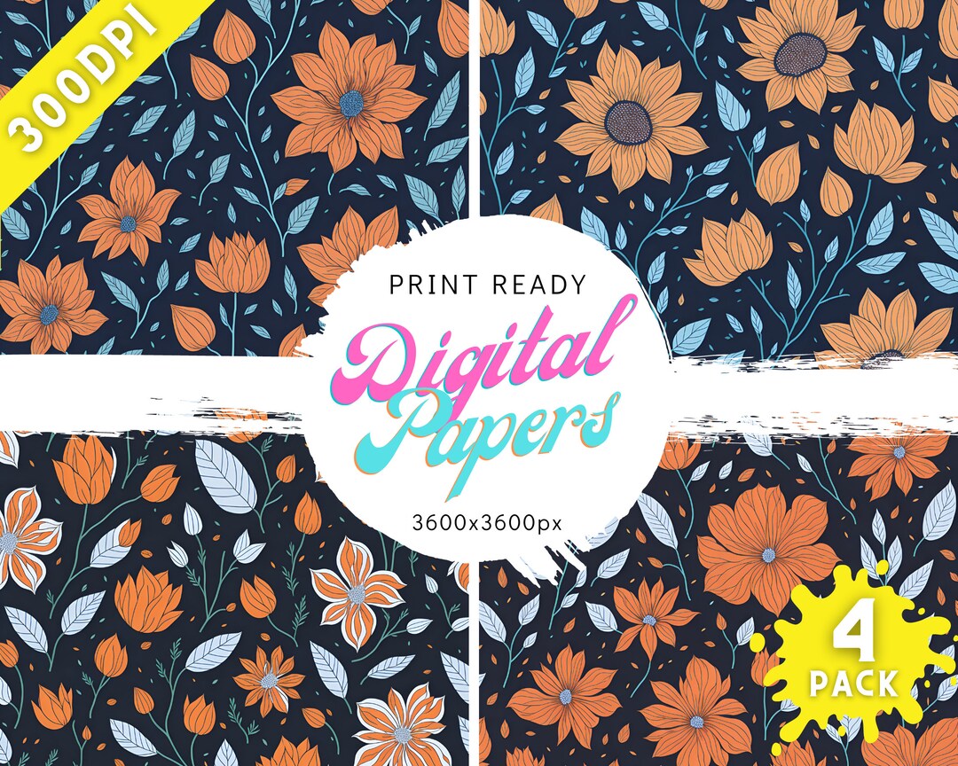 Floral Pattern Digital Flower Patterns Flowers Background - Etsy