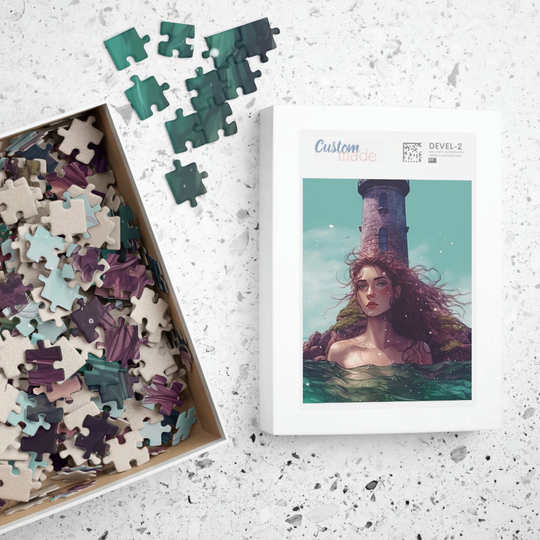 Puzzle Unique Art Ocean Scene Mermaid and Lighthouse Jigsaw - Etsy