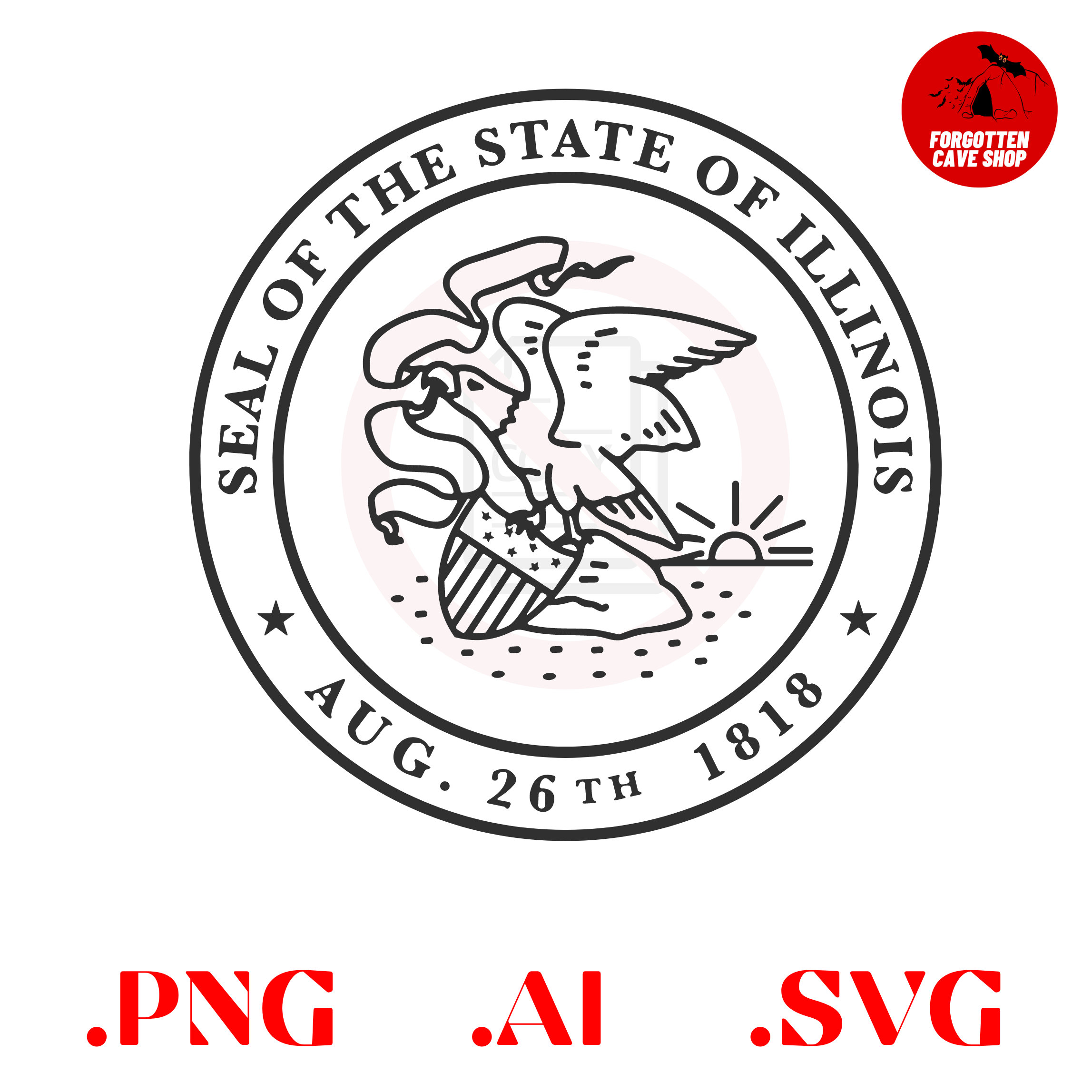 Illinois State Great Seal Logo Emblem Digital Vector .ai, .svg, .png - Etsy