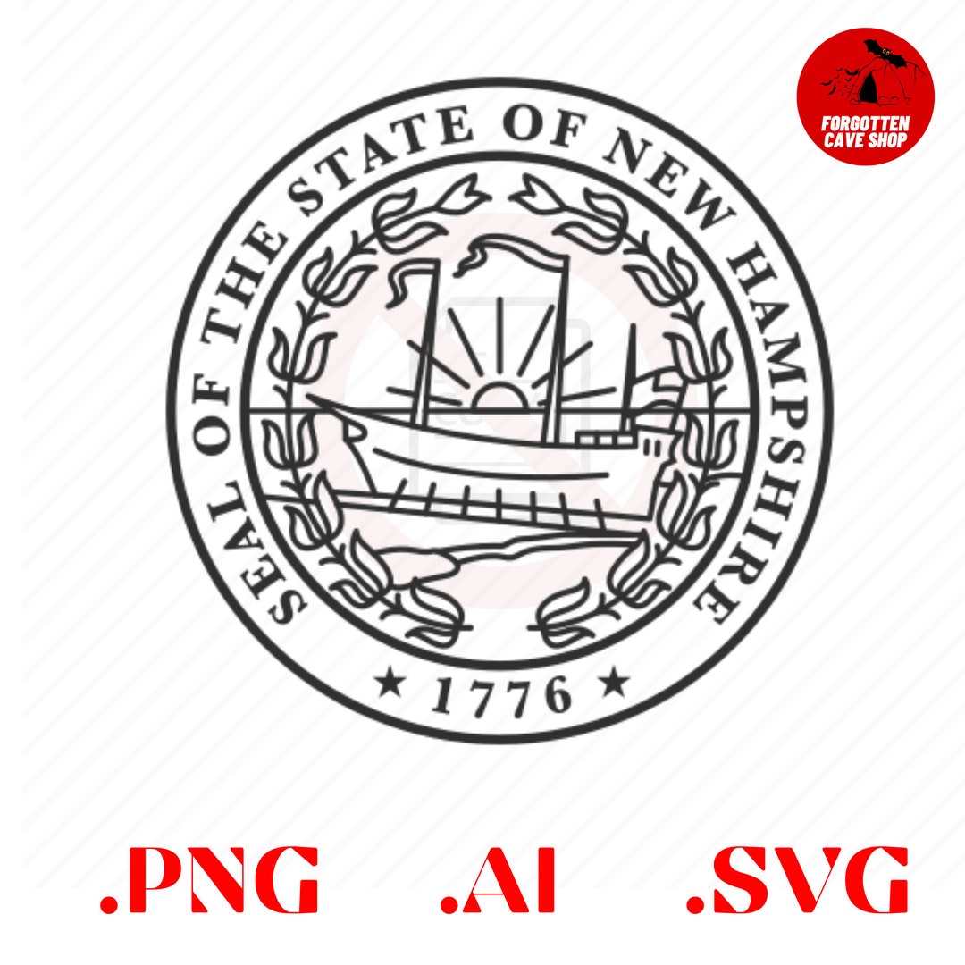 New Hampshire State 2 in 1 Great Seal Logo+map Emblem Digital Vector ...