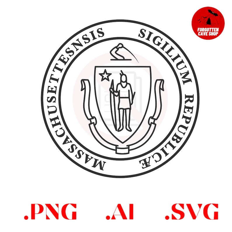 Massachusetts State Great Seal Logo Emblem Digital Vector .ai, .svg ...