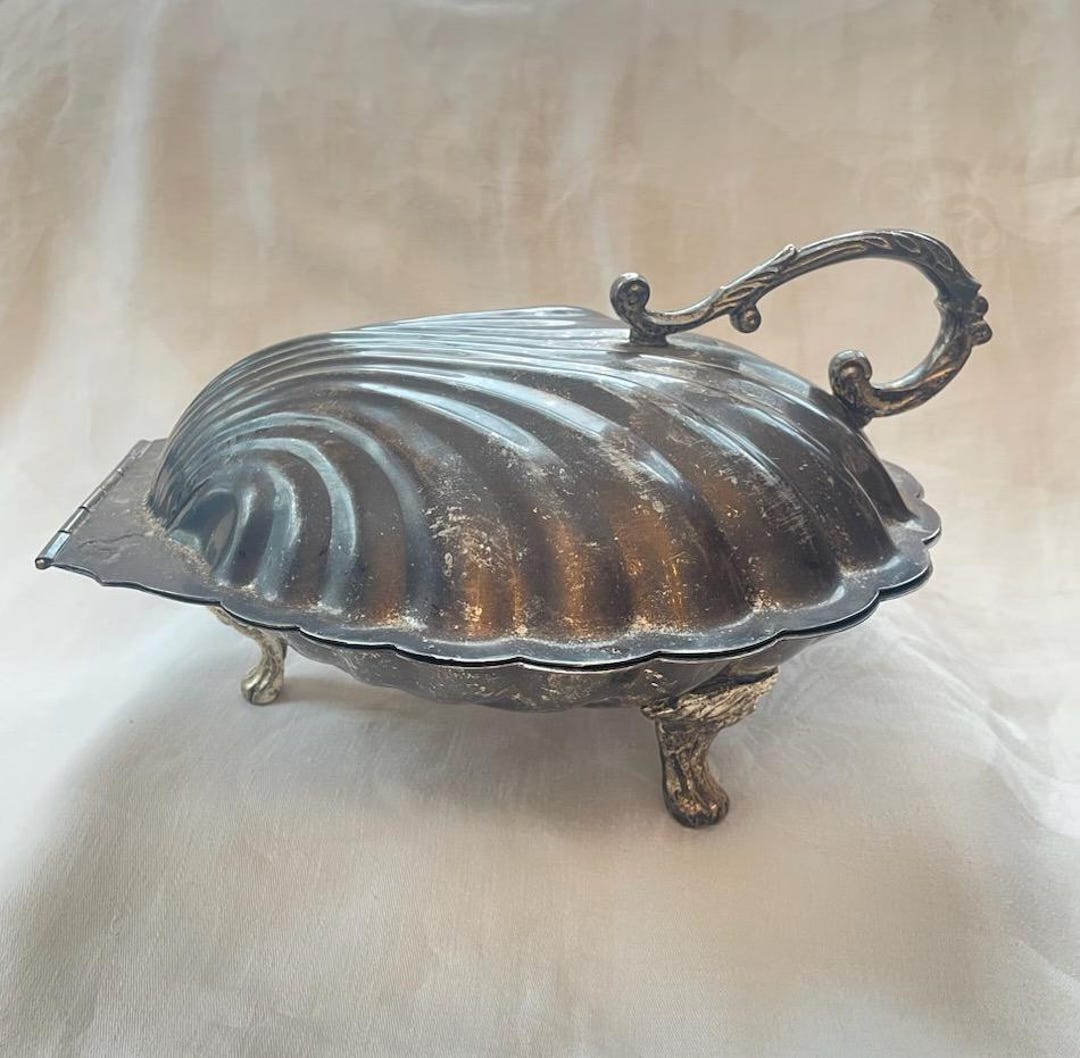Vintage Silver Plate Clam Shell Footed Serving Dish - Etsy