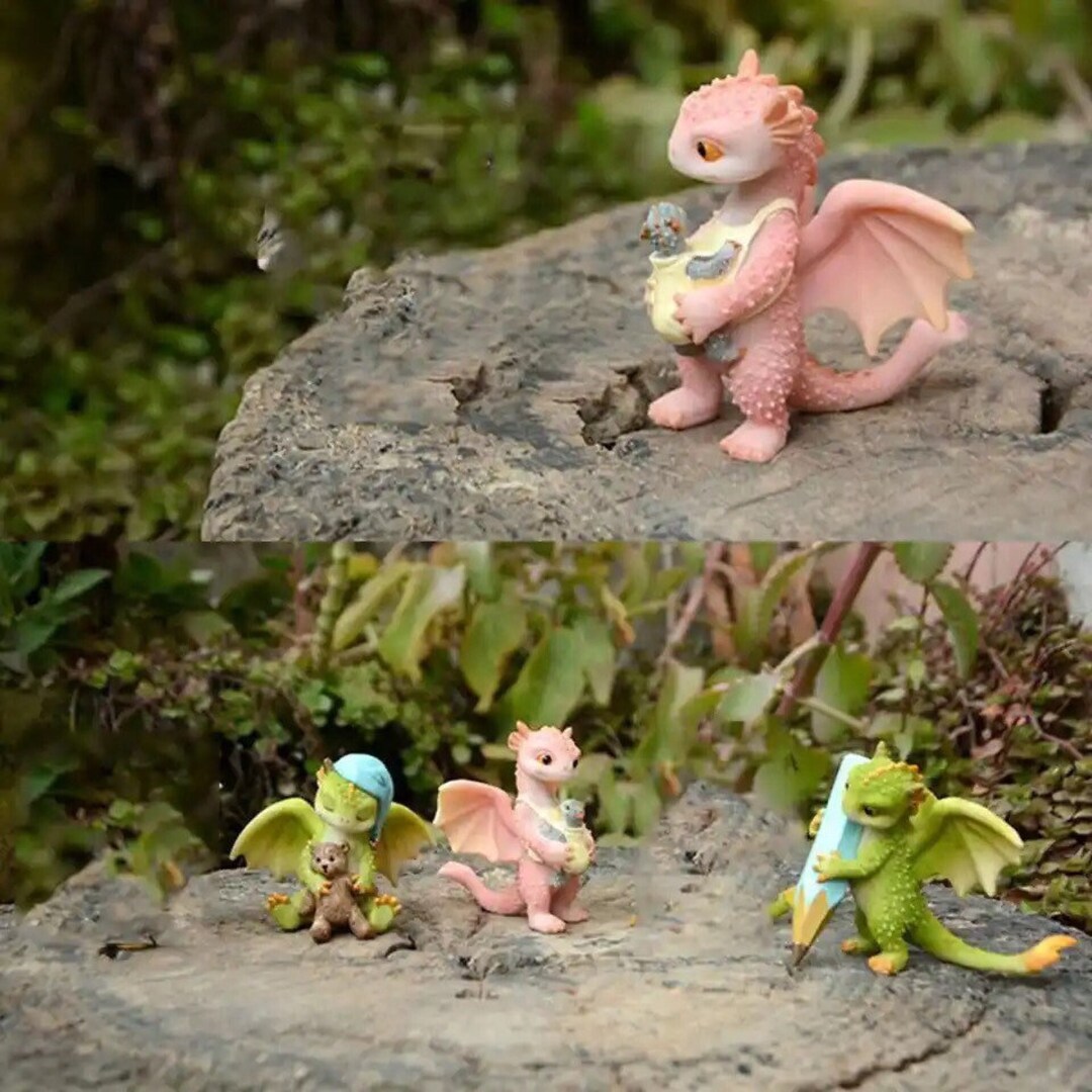 Mini Cartoon Cute Plants Ornaments Rex Dragon Statue Garden - Etsy