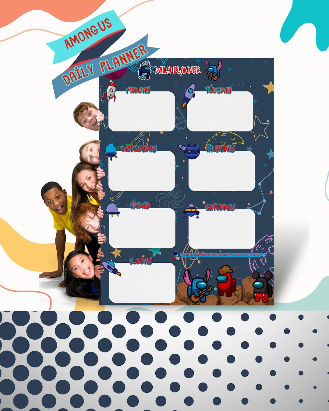AMONG US Daily Planner for Kids,space Themed,space Shuttle Details,fun ...