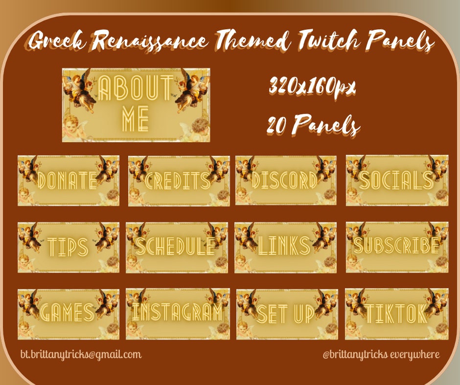Greek Rennaissance Themed Twitch Panels - Affordable Gold Greek ...