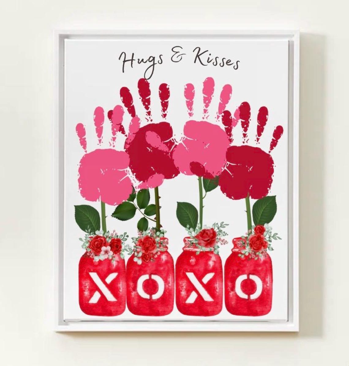 Valentines Flower Handprints for 4 Siblings, Flower Handprint Craft ...