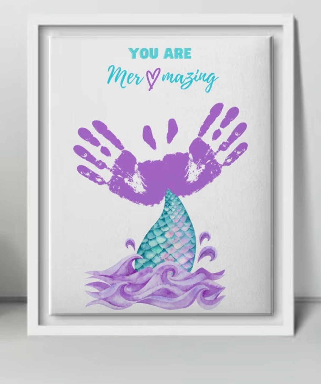 Mermaid Handprint Keepsake, Printable Download, DIY Craft, Wall Art - Etsy