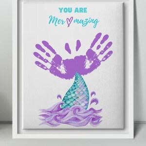 Mermaid Handprint Keepsake, Printable Download, DIY Craft, Wall Art - Etsy