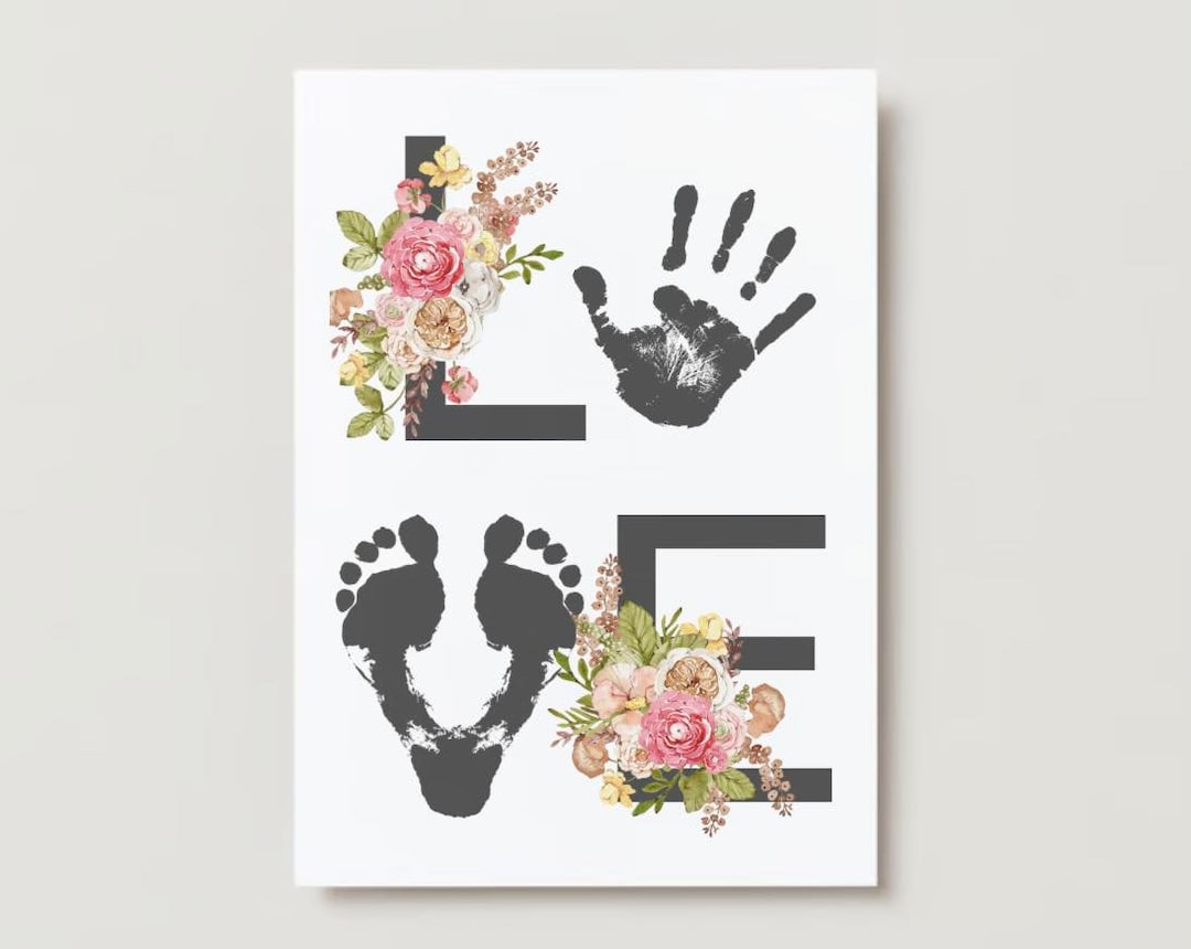Love Handprint Art, Footprint Love, Gift From Baby, DIY Craft Card Art ...