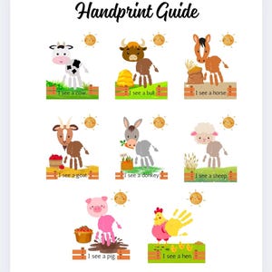 Farm Animals Handprint Art Book: Kids Memory Keepsake (printable) - Etsy
