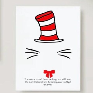 Dr. Seuss Handprint Craft: Cat in the Hat Printable Template - Etsy