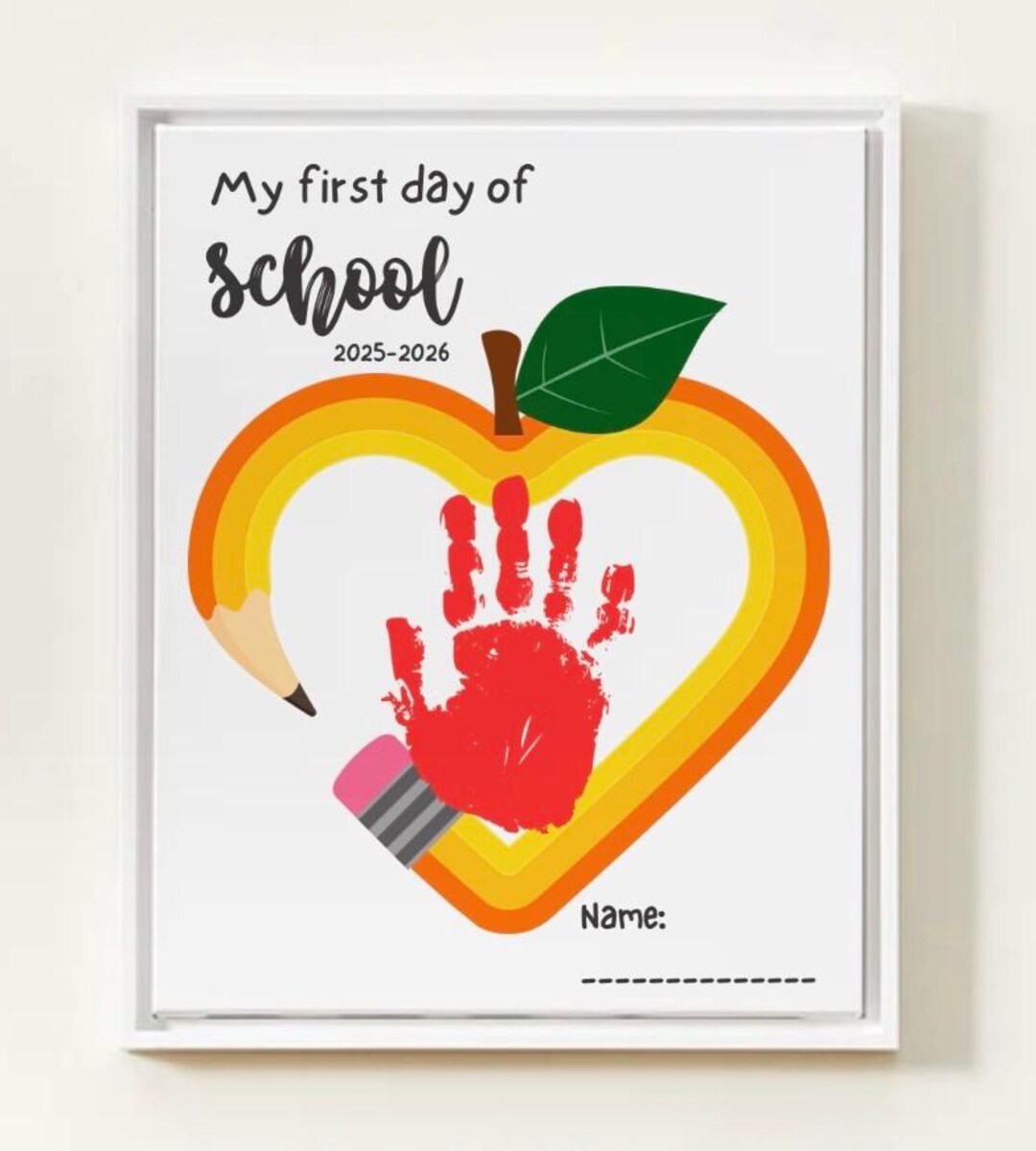 First Day of School Handprint Art: Pencil Keepsake Printable - Etsy