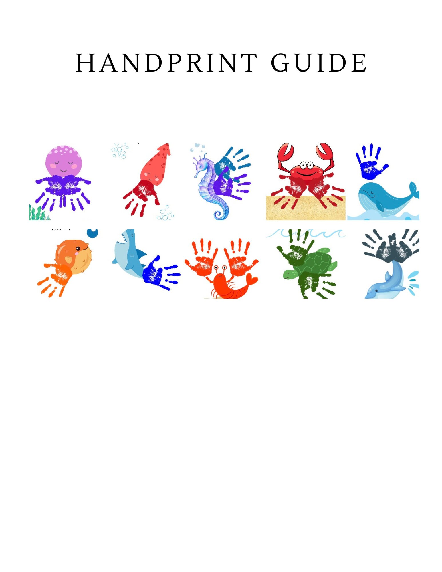 SEA ANIMALS Handprint Book Printable Handprint Art Toddler - Etsy Canada