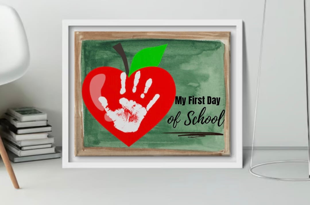 First Day of School Handprint Art, Handprint Preschool Craft, Handprint ...