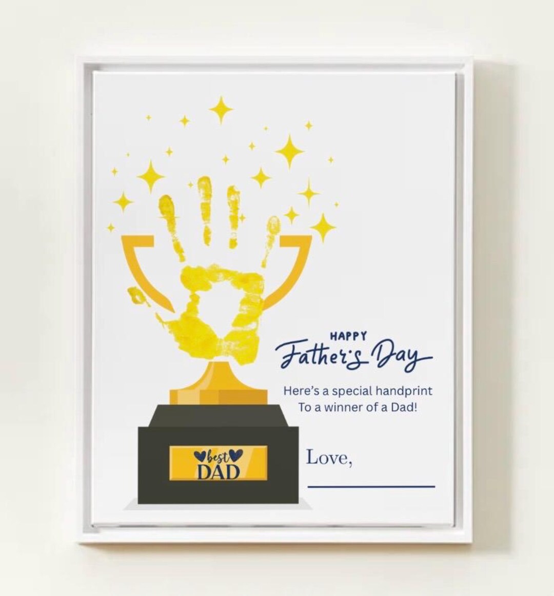 Father’s Day Handprint Card, Trophy Handprint Keepsake, Father's Day ...