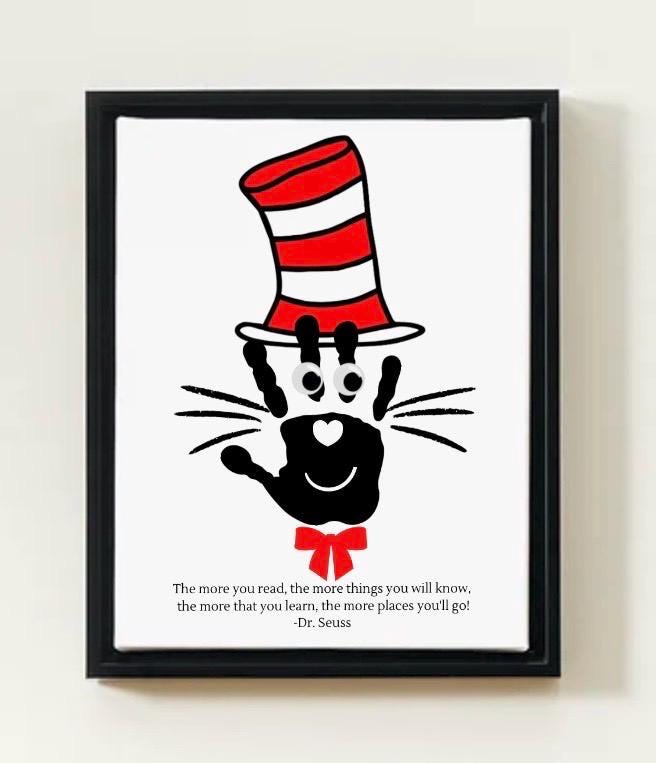 Dr. Seuss Handprint Craft: Cat in the Hat Printable Template - Etsy