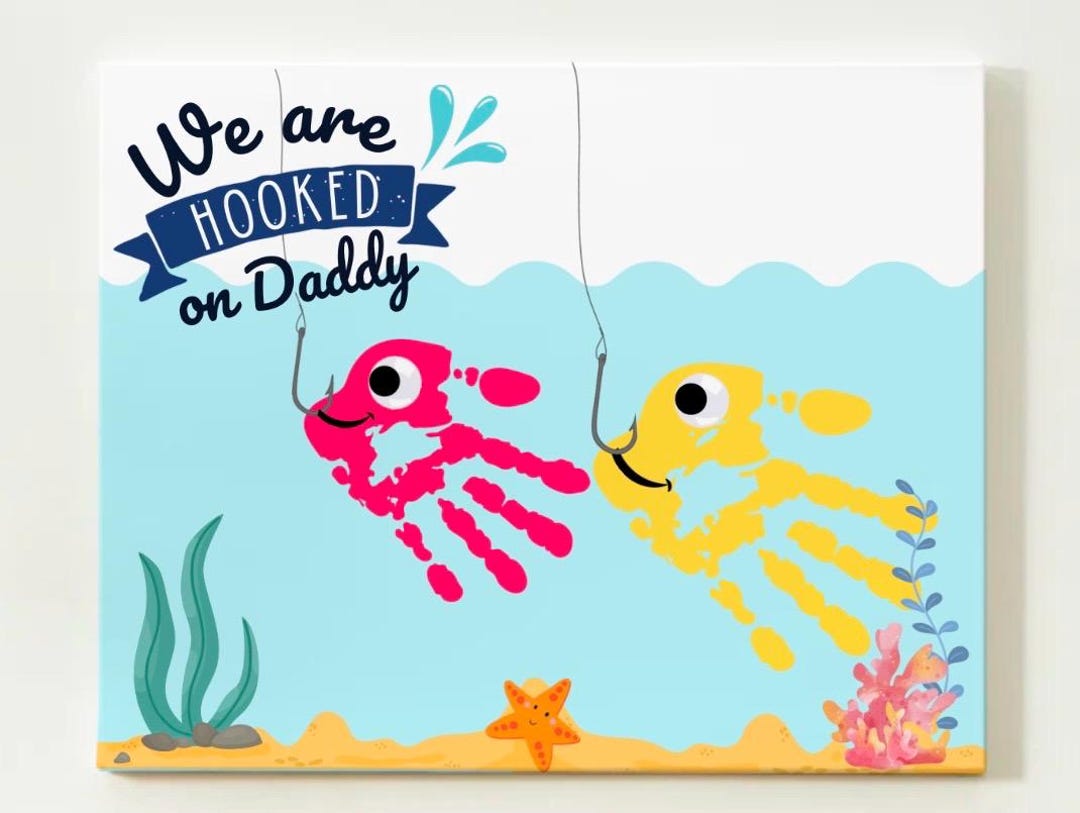 Father’s Day Fish Handprints, We Are Hooked on Daddy Keepsake, Father’s ...