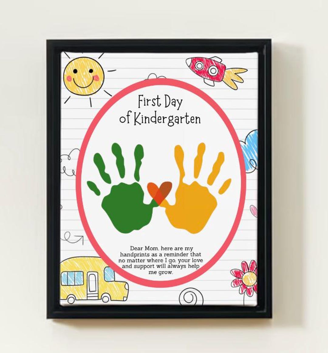 First Day of Kindergarten Handprint Craft, Back to School Printable ...
