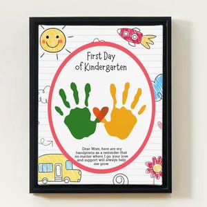 First Day of Kindergarten Handprint Craft, Back to School Printable ...