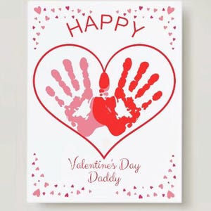 Valentines Day Footprints Craft for Dady, Valentine's Day Handprint Art ...