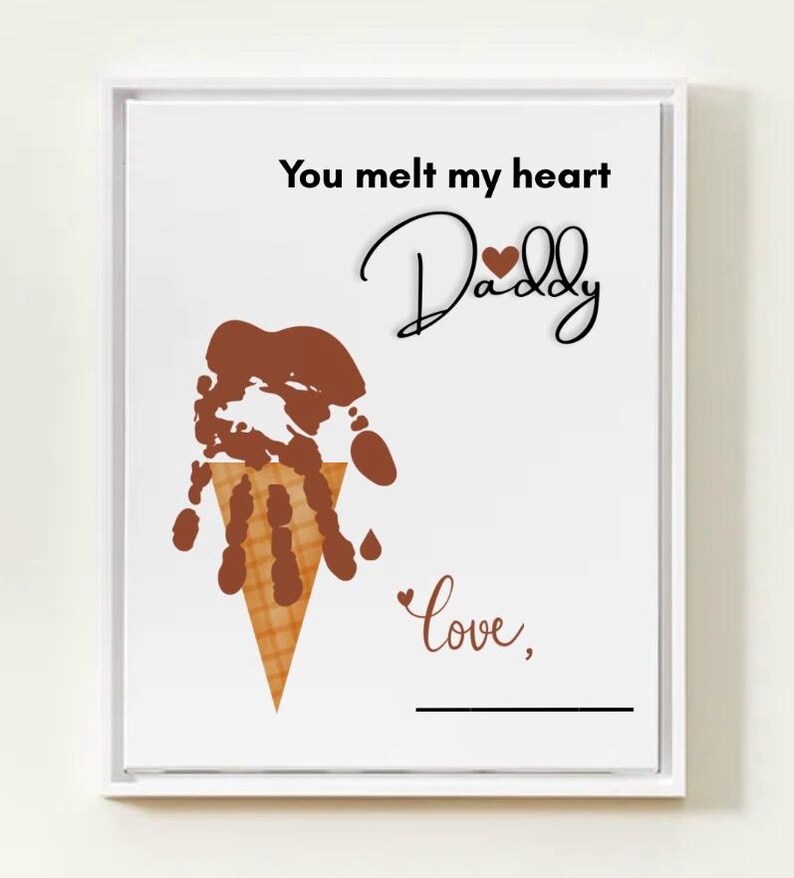 Ice Cream Handprint DIY Card: Daddy Melts My Heart Keepsake - Etsy