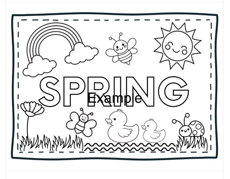 Spring Coloring Worksheet, Kids Coloring Page Craft Activity (printable ...