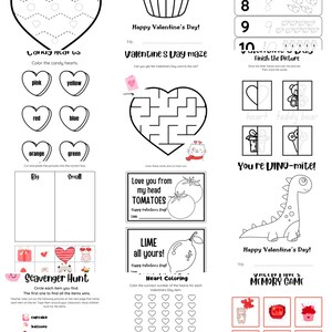 60 Printable Valentine's Day Kid's Activities, Valentine's Day Bundle ...