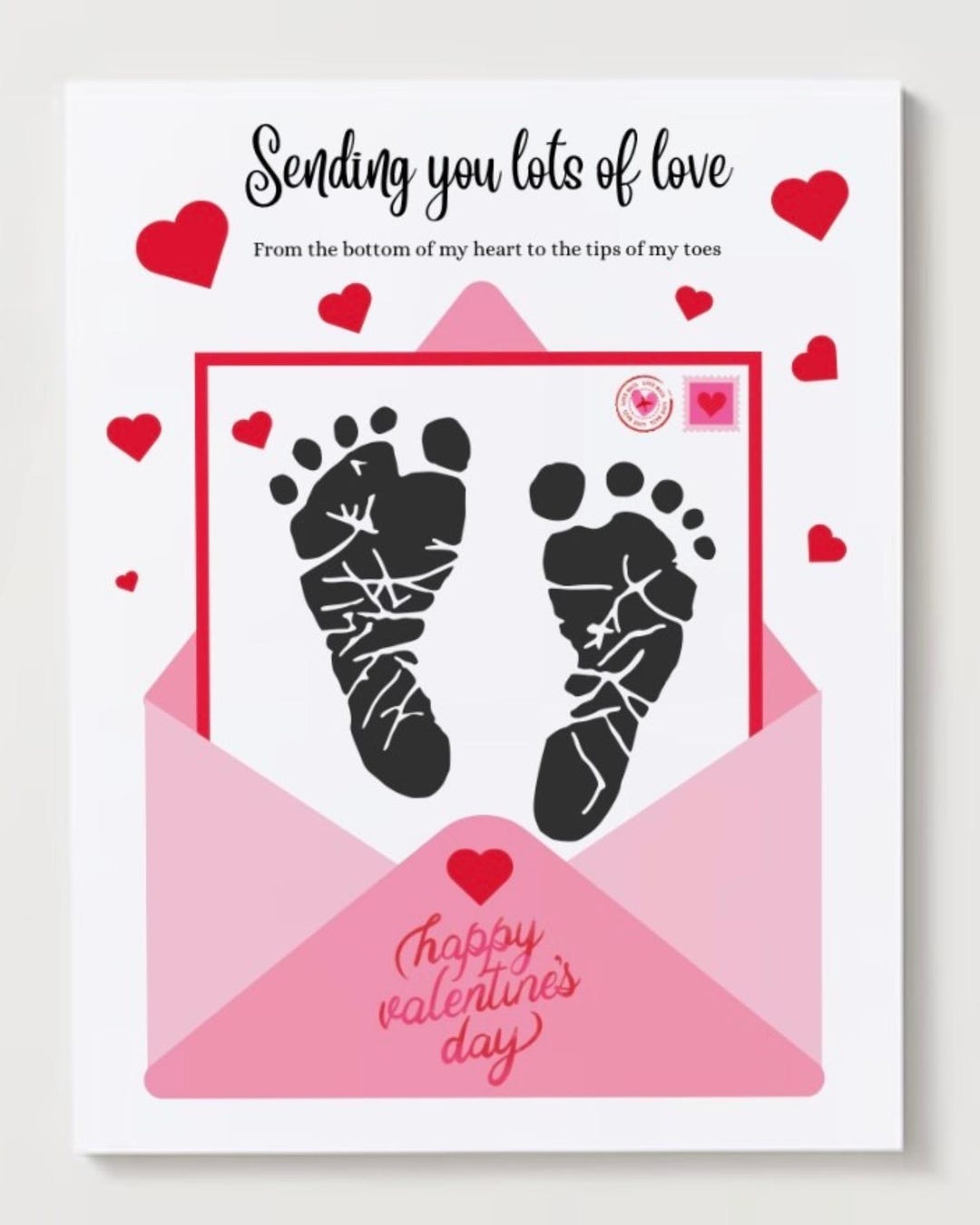 Baby's First Valentine's Day Footprint Art, DIY Card From Kids ...