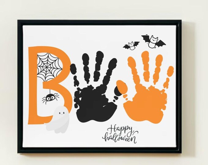 Halloween Boo Handprints Craft, Happy Halloween Craft, Halloween ...