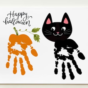 Halloween Handprint Craft, Happy Halloween Craft, Halloween Handprints ...