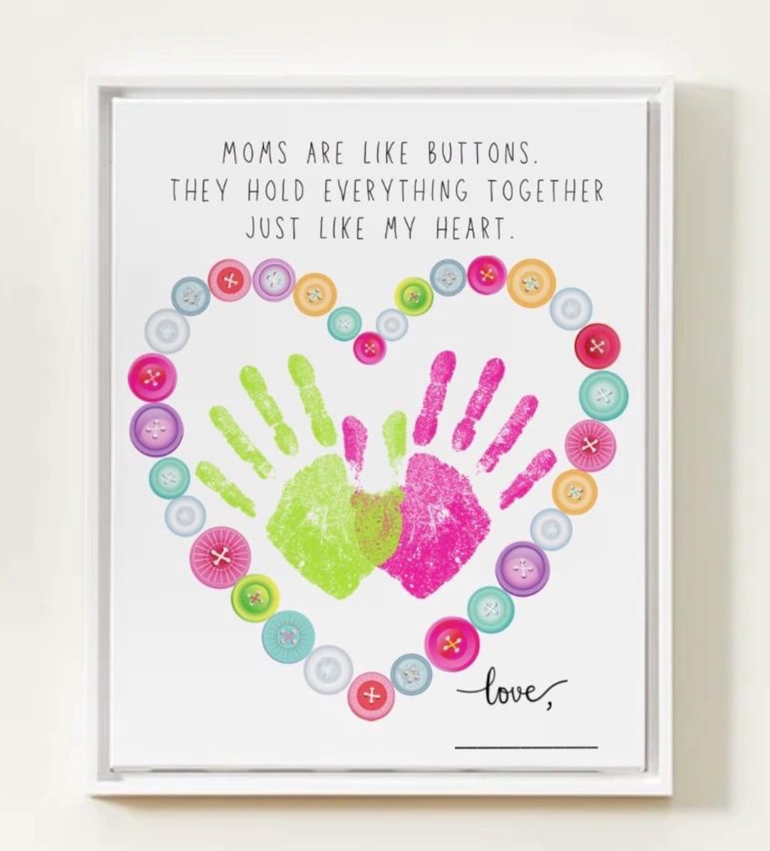 Moms Are Like Buttons Handprint Card: Mother's Day Keepsake - Etsy