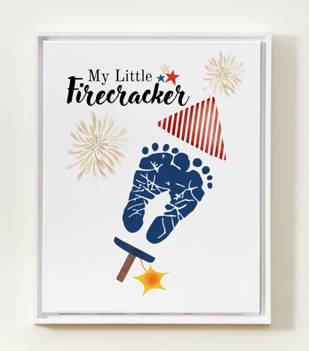 Little Firecracker Footprint Printable Craft Template 4th of July ...