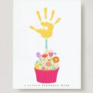 Happy Birthday Cupcake Handprint Craft, Birthday DIY Handprint Card ...