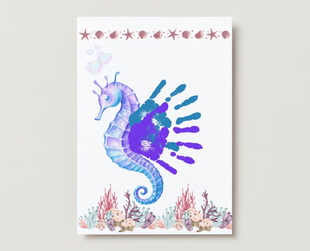 Seahorse Handprint Art, Memory Keepsake, Craft for Toddlers ...