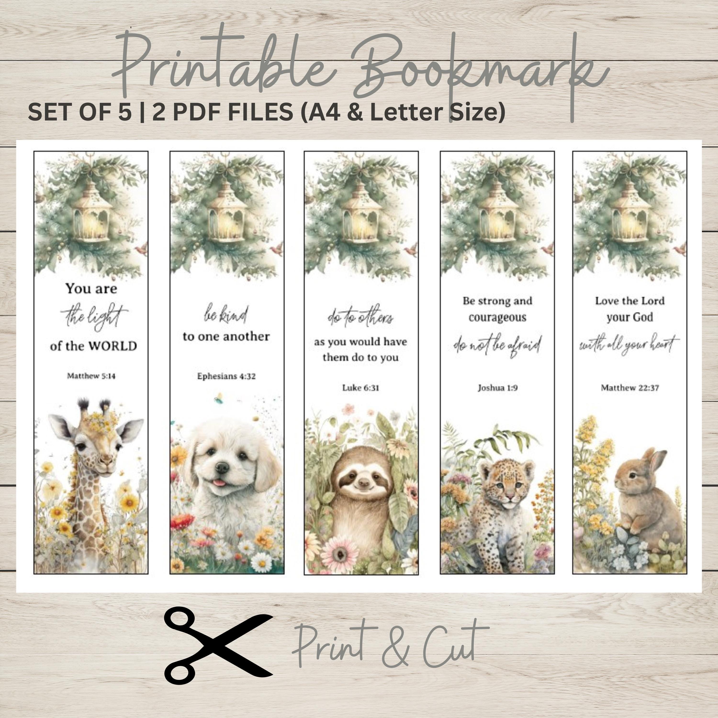 SET of 5 Printable Bible Verse Bookmarks for Kids Printable Watercolor ...