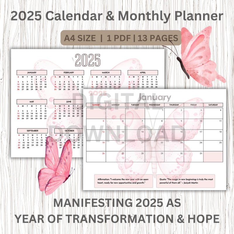 2025 Pink Calendar - Etsy
