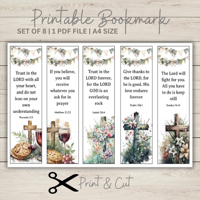 SET OF 8 PRINTABLE Bible Verse Bookmarks - Etsy